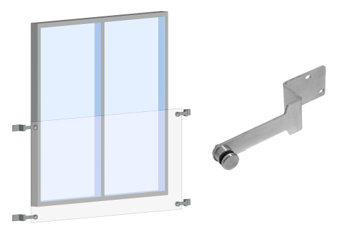 Angle with glass adaptor fi30mm, AISI 304, SATIN Rotula.pl
